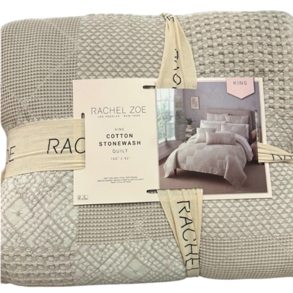 Rachel Zoe | Bedding | Rachel Zoe King Taupe Cotton Stonewash Quilt ...
